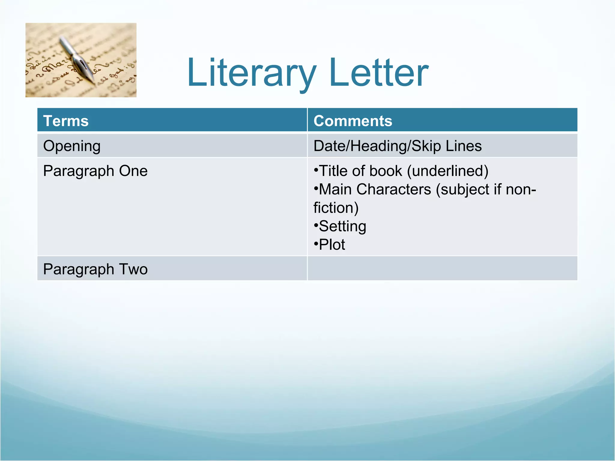 Literary letter | PPT
