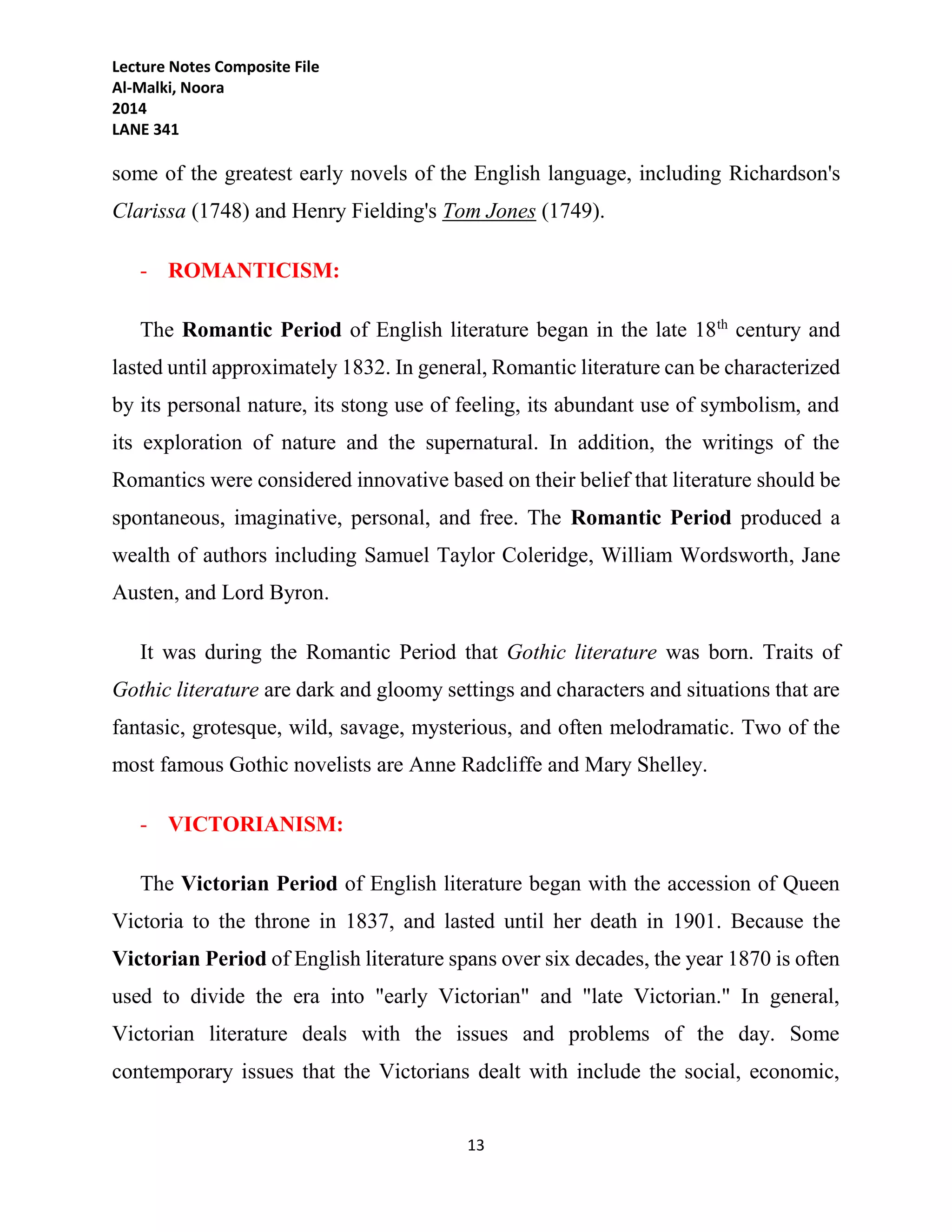 Literary periods movements | PDF