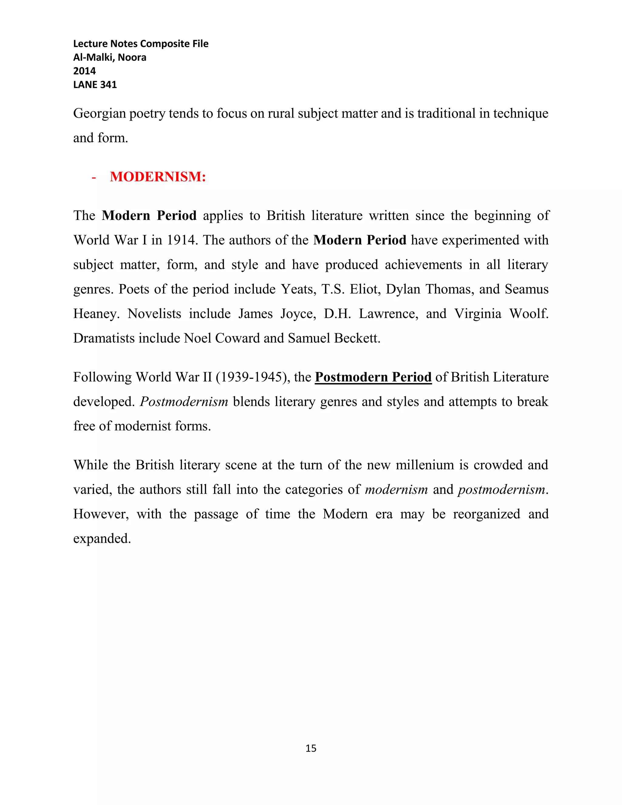 Literary periods movements | PDF