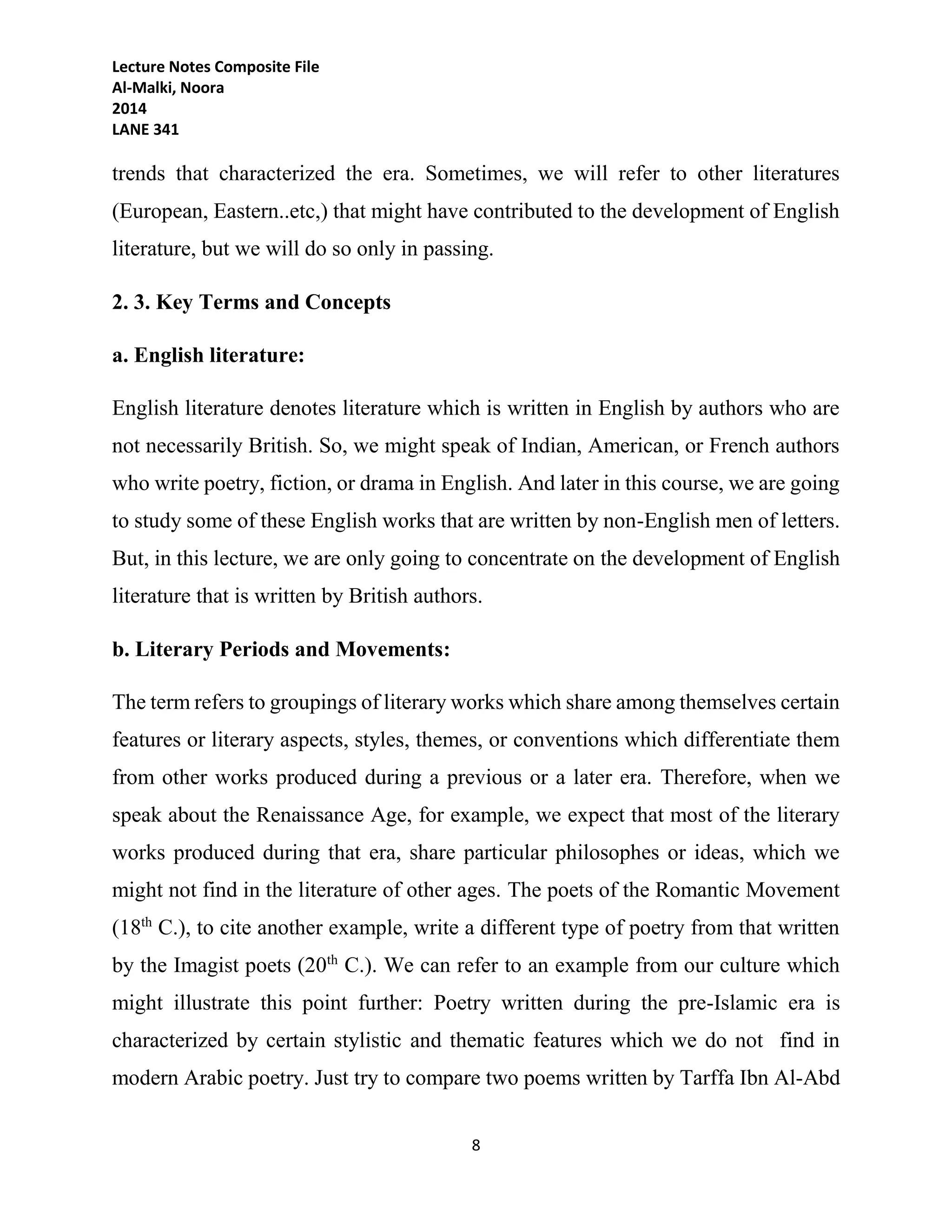 Literary periods movements | PDF