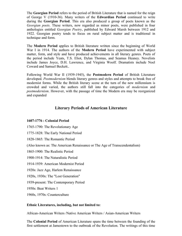Literary periods of_british_and_american_literature | DOC