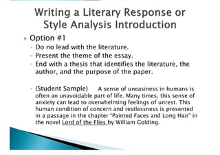 Literary Response And Style Analysis | PPT