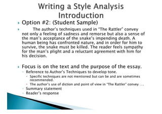 Literary Response And Style Analysis | PPT