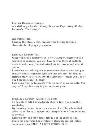 Literary Response ExampleA walkthrough for the Literary Respon.docx ...