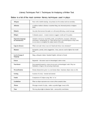 Literary techniques part 1 | PDF