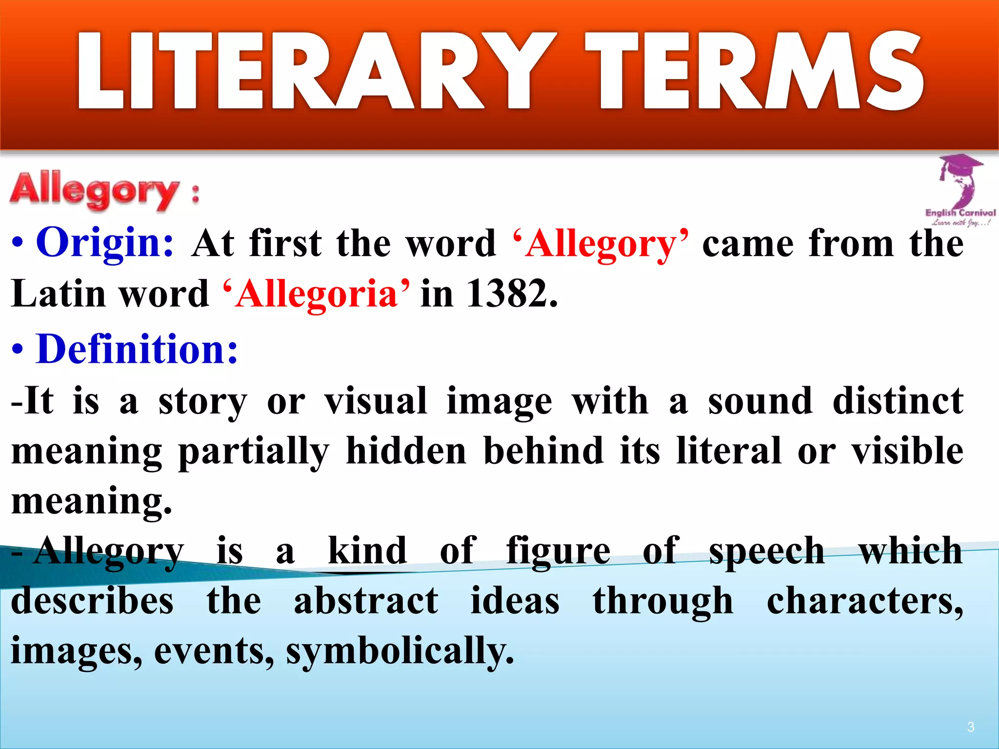 Allegory and Flat and Round Character | PPT