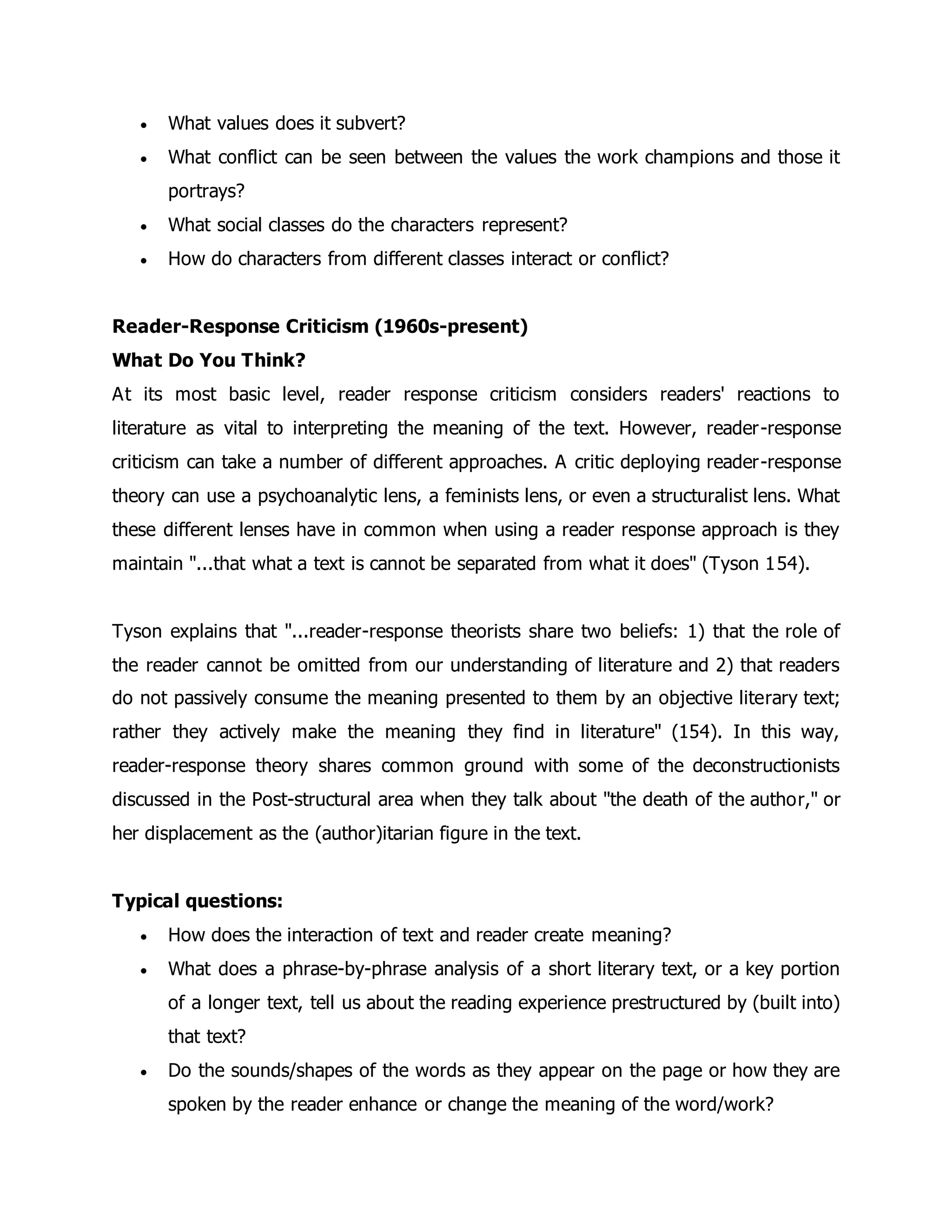 Literary theory and schools of criticism | DOCX | Books and Literature