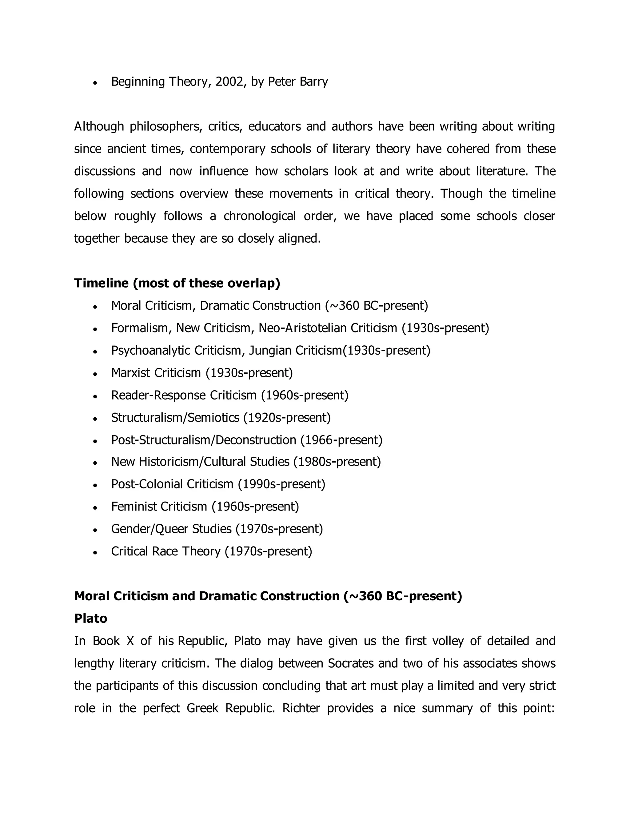 Literary theory and schools of criticism | DOCX