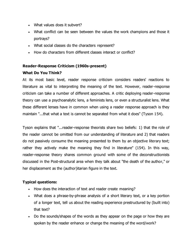 Literary theory and schools of criticism | DOCX | Books and Literature