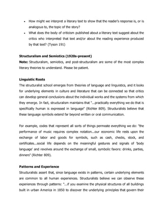 Literary theory and schools of criticism | DOCX