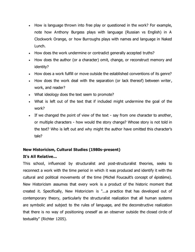 Literary theory and schools of criticism | DOCX | Books and Literature