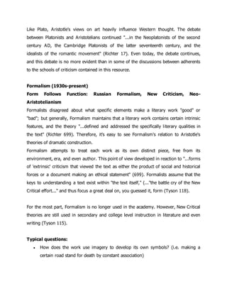 Literary theory and schools of criticism | DOCX