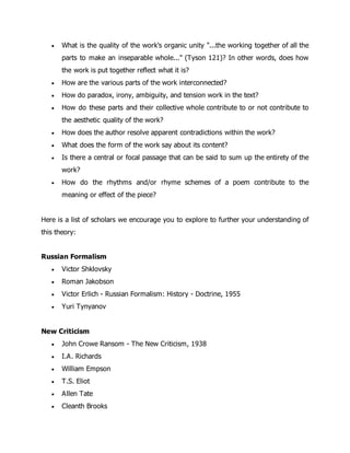 Literary theory and schools of criticism | DOCX