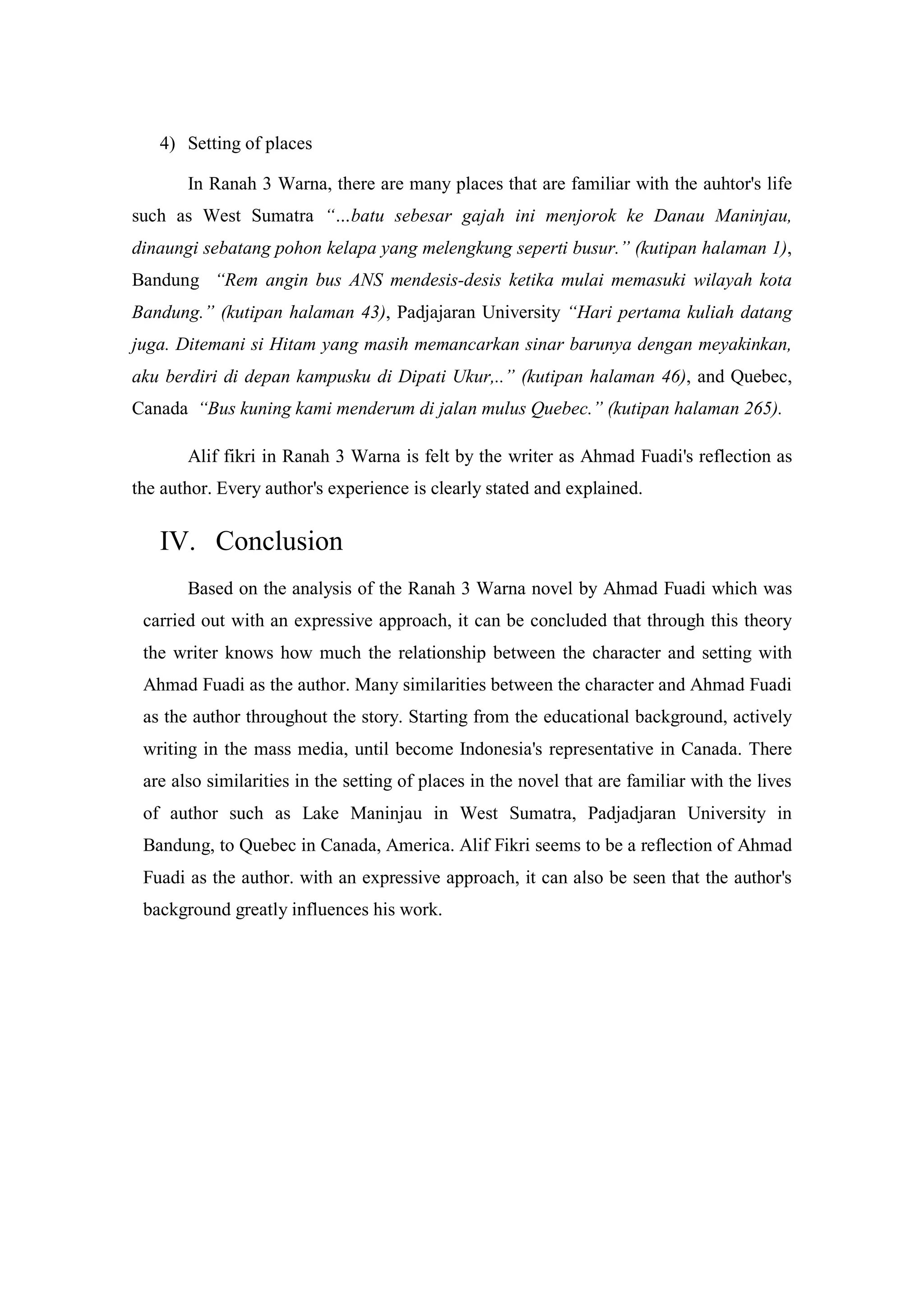 Literary theory 'expressive approach in ranah 3 warna novel' | PDF