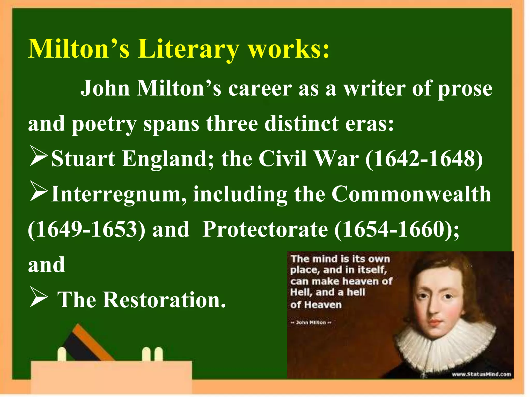 Literary works of John Milton | PPTX