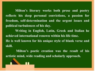 Literary works of John Milton | PPTX