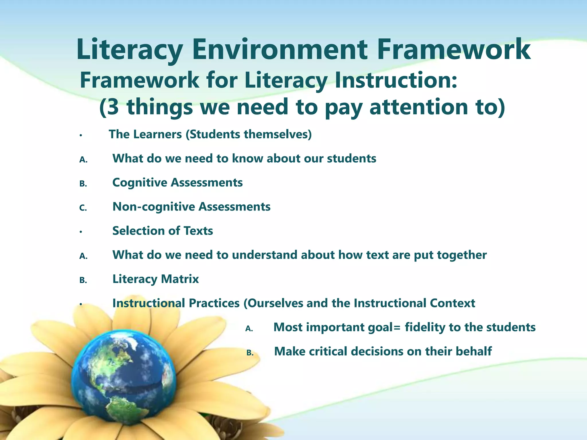 Literate Environment Analysis By Sheila Oneal | PPT