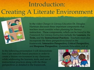 Literate Environment Analysis by Sarah Wydler | PPTX