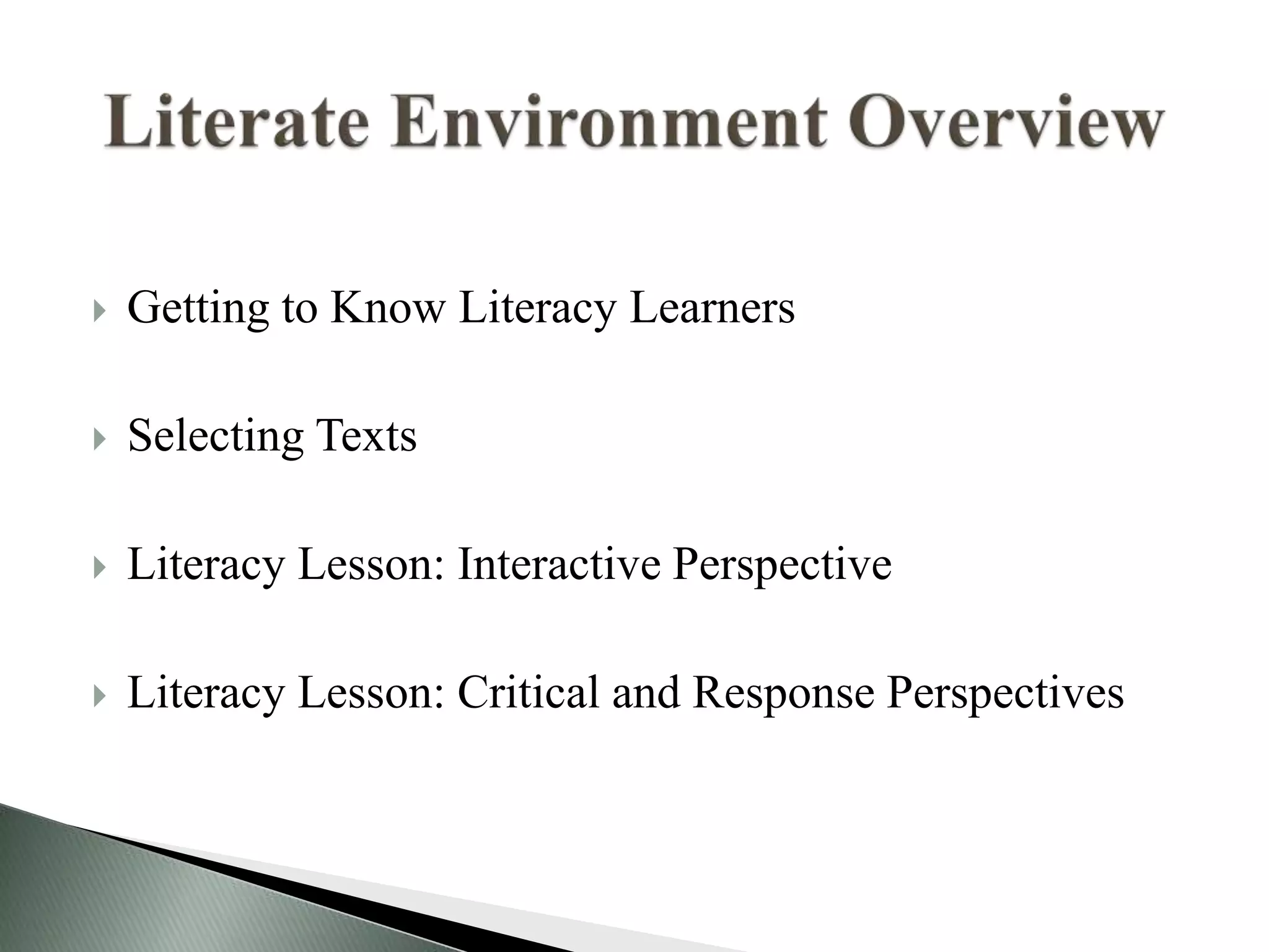 Literate environment analysis | PPT