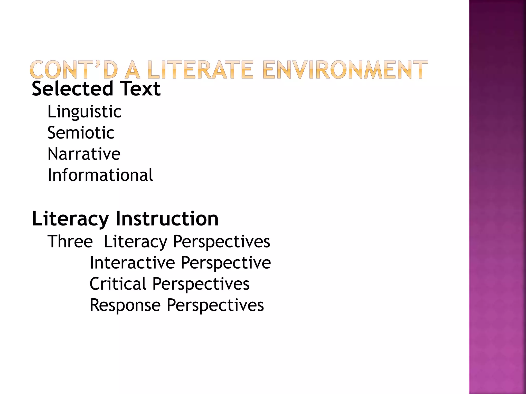 Literate environment analysis | PPT
