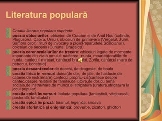 Literatura populară | PPT