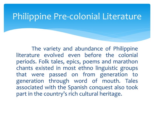 Philippine Literature and Texts (Pre-colonial Times and Spanish ...