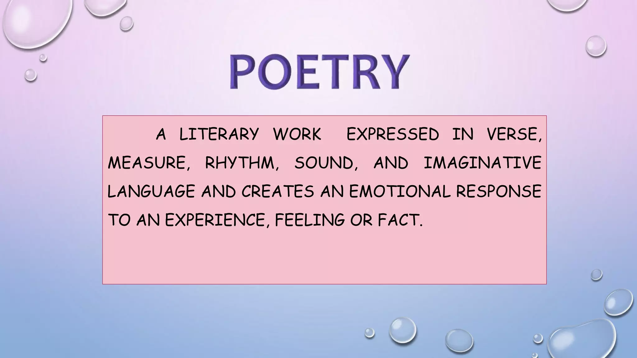 (Parts of Literature) | PPTX | Poetry | Books and Literature