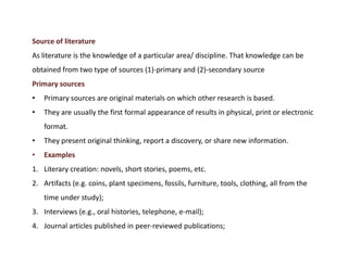 Literature and literature review | PPT