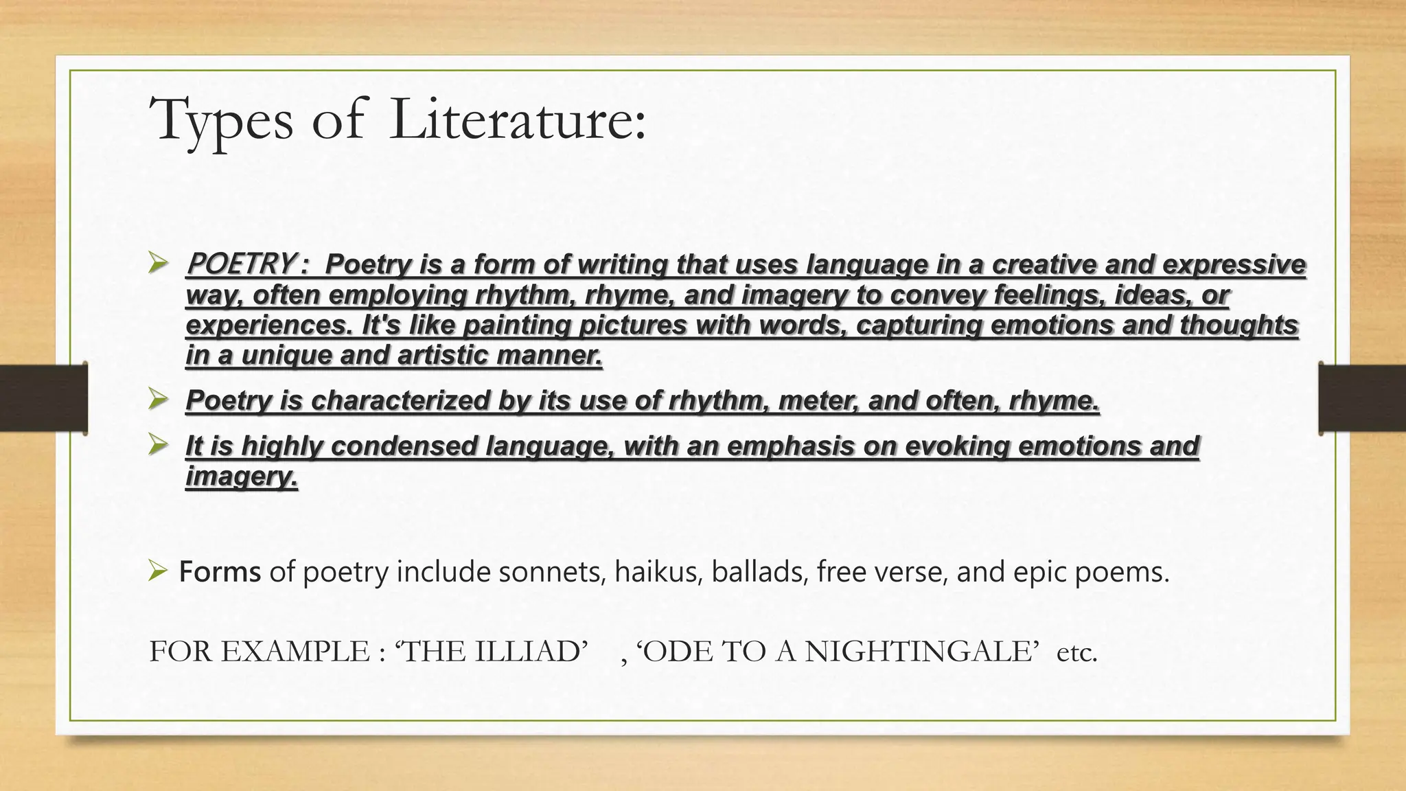What is literature? What are the types of literature? | PPTX