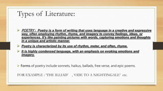 What is literature? What are the types of literature? | PPTX
