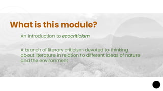 Literature and environment week 1 | PPTX