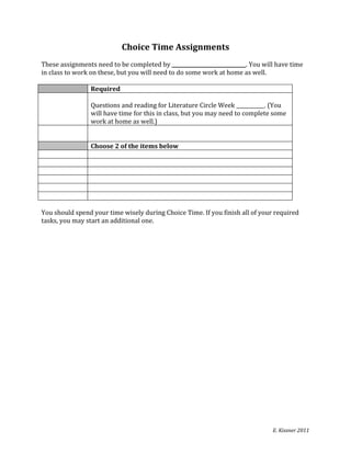 Literature circle materials | DOC