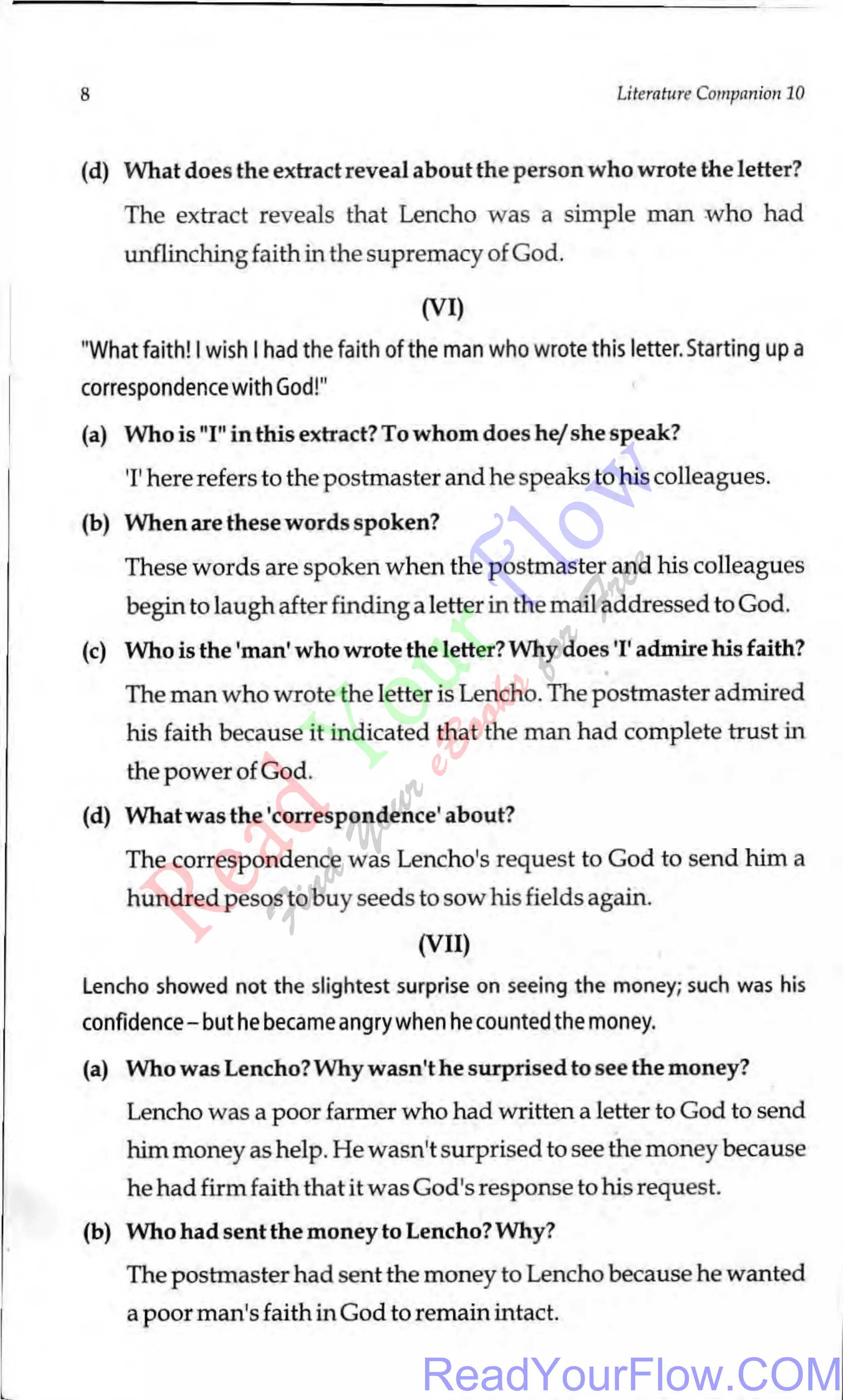 Literature Companion FIRST FLIGHT Class 10 | PDF