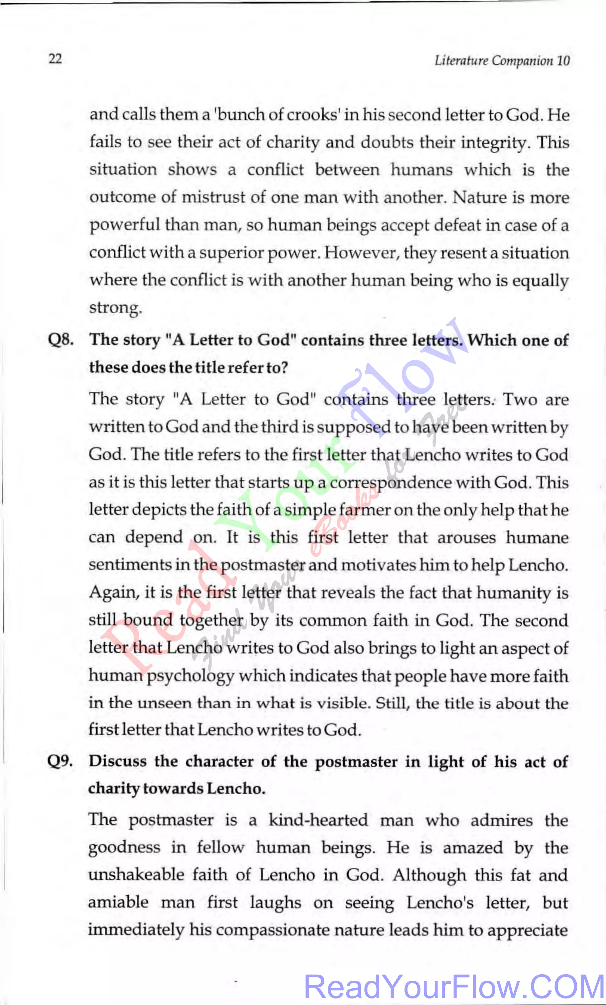 Literature Companion FIRST FLIGHT Class 10 | PDF