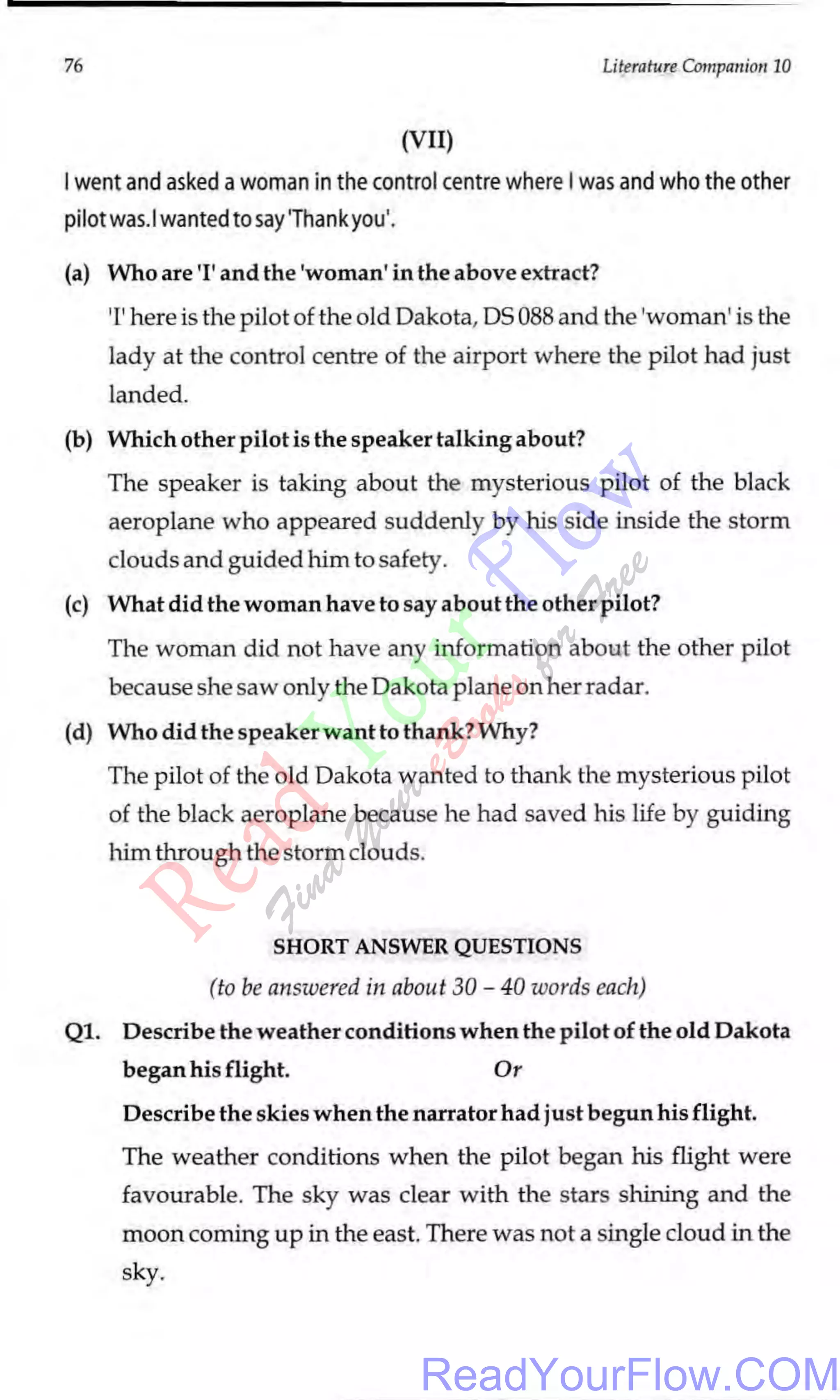 Literature Companion FIRST FLIGHT Class 10 | PDF