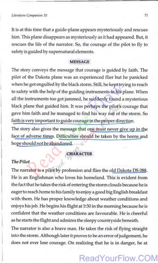 Literature Companion FIRST FLIGHT Class 10 | PDF