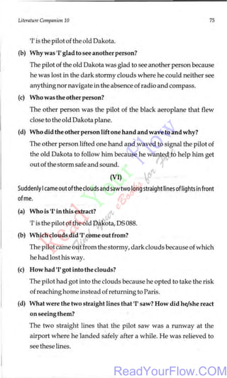 Literature Companion FIRST FLIGHT Class 10 | PDF