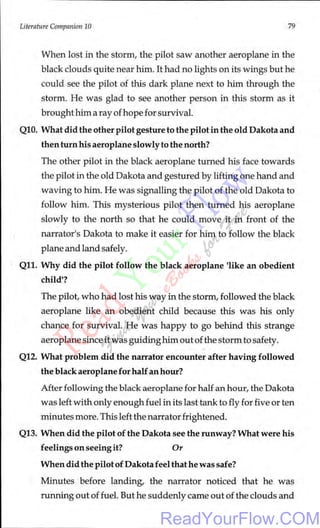 Literature Companion FIRST FLIGHT Class 10 | PDF