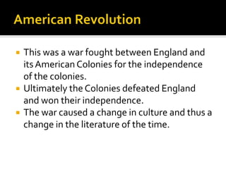 Literature during the American Revolution | PPTX