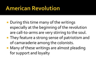 Literature during the American Revolution | PPTX