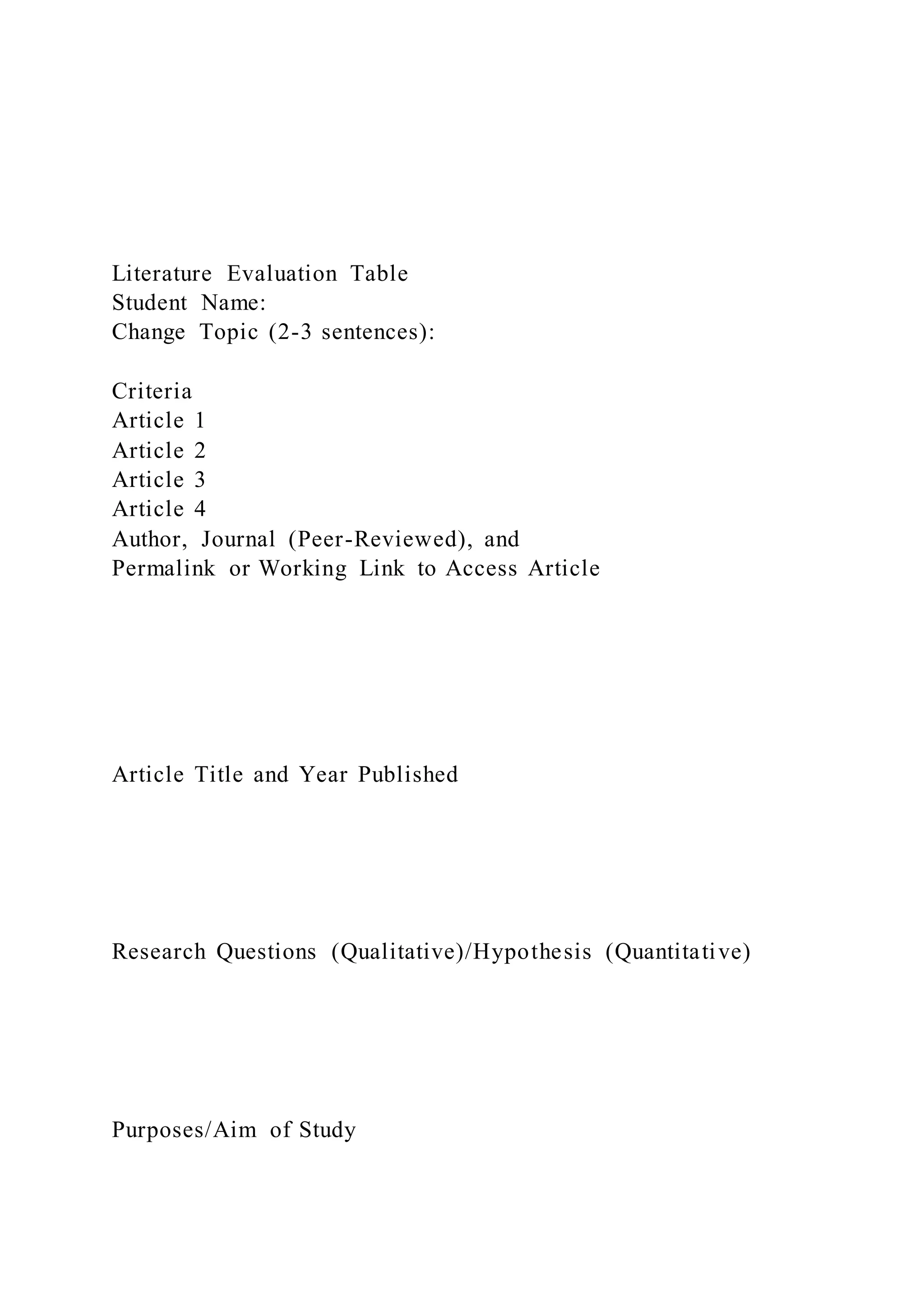 Literature Evaluation Table for Covid-19 Nursing Interventions | PDF