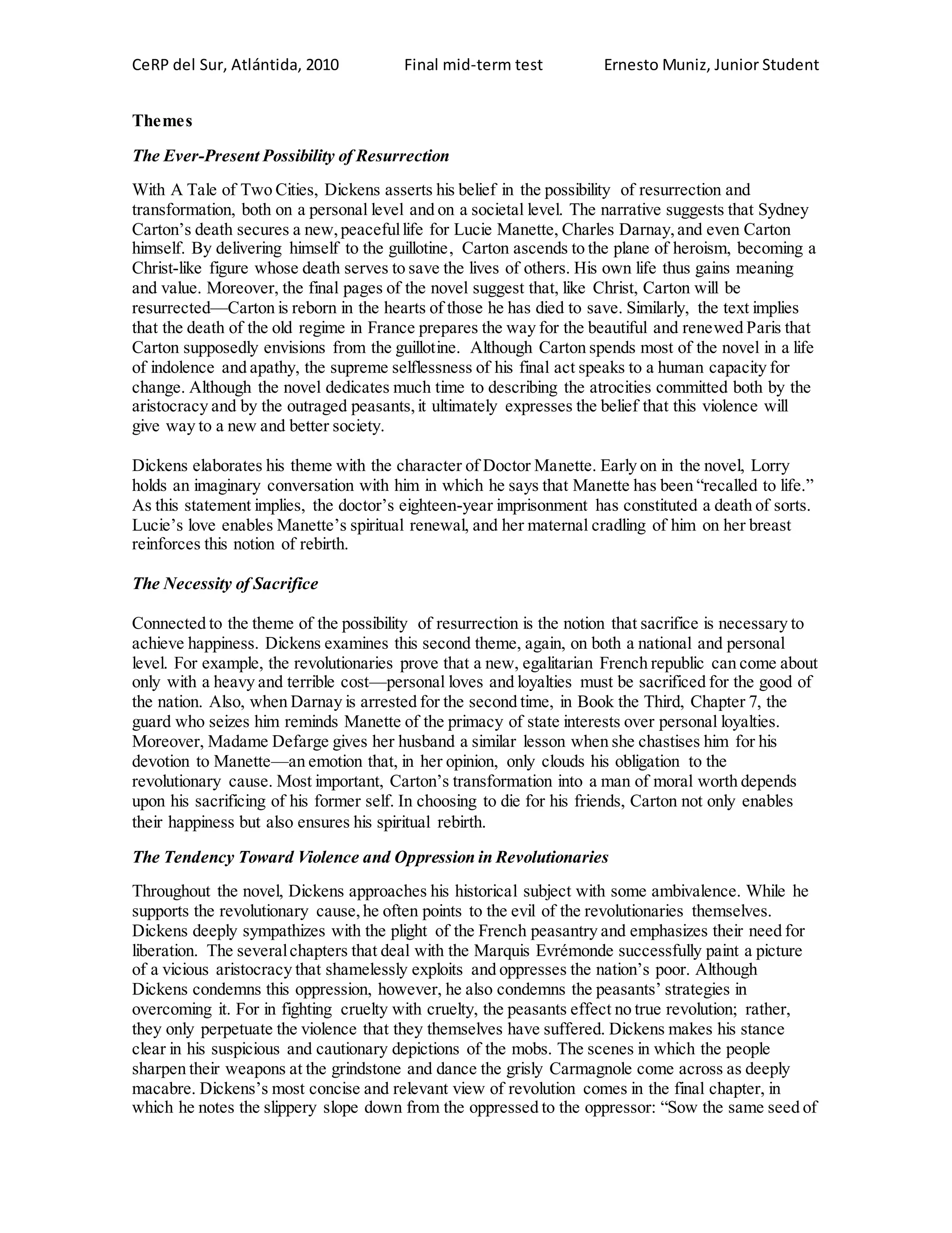 Charles Dickens 'A Tale of Two Cities' | DOCX