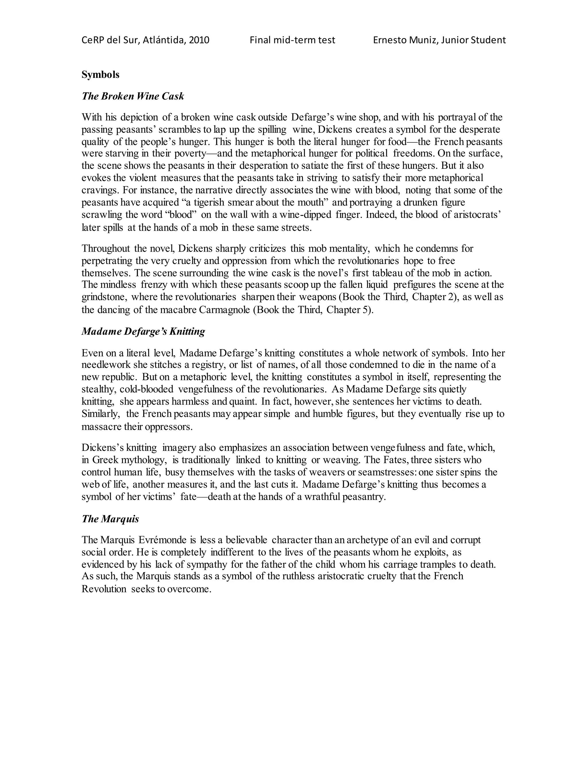 Charles Dickens 'A Tale of Two Cities' | DOCX