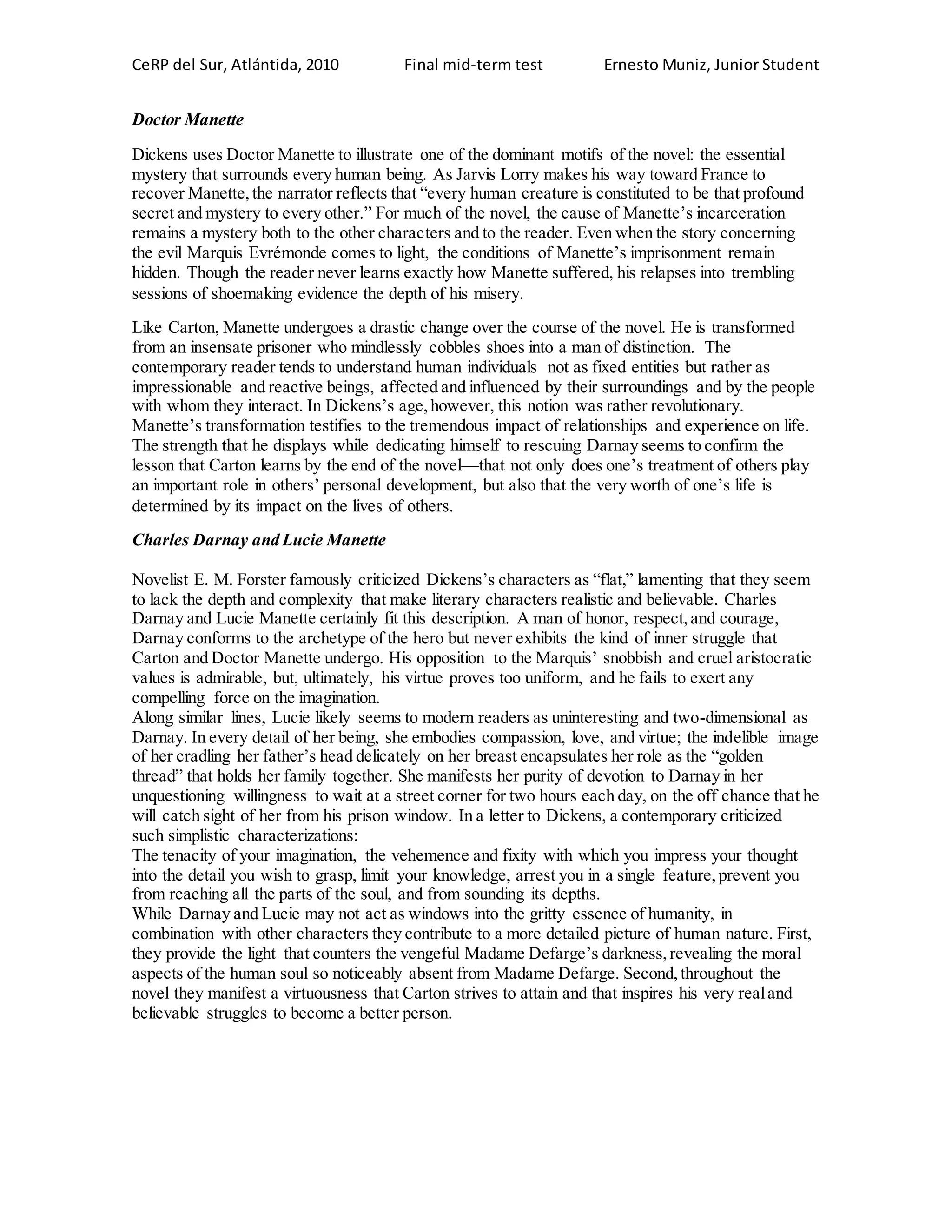 Charles Dickens 'A Tale of Two Cities' | DOCX