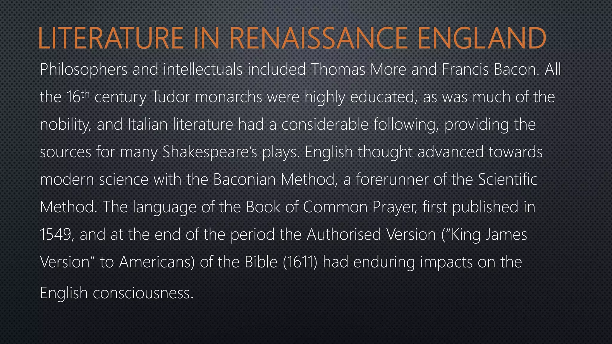 Literature in Renaissance England | PPTX