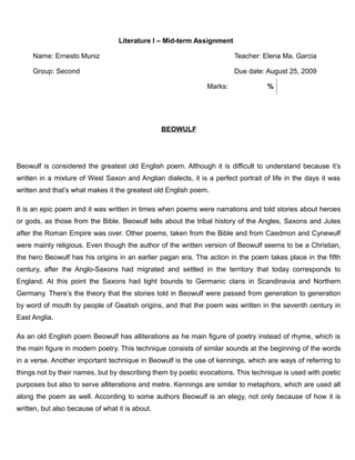 Beowulf Essay