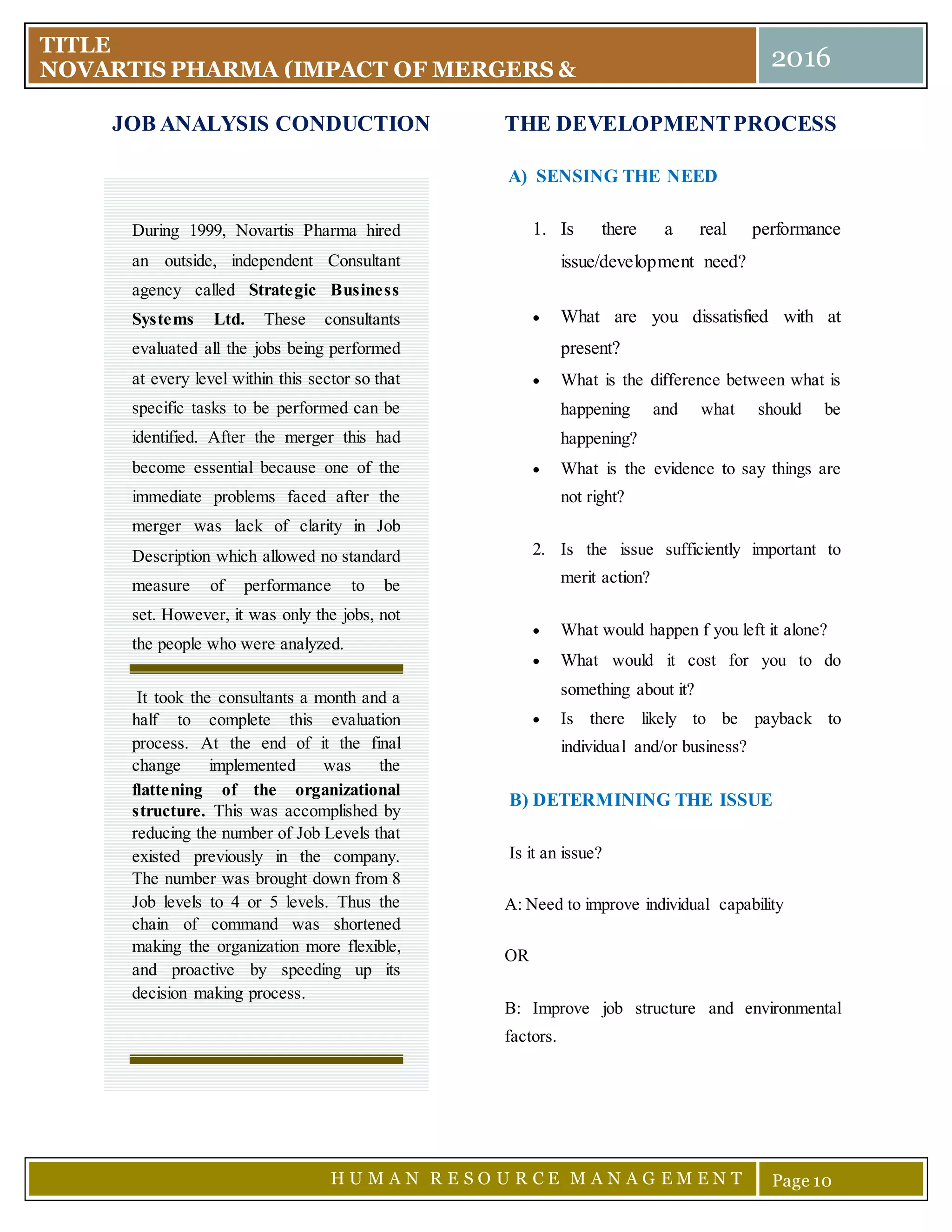 NOVARTIS PHARMA (IMPACT OF MERGERS & ACQUISITIONS) | DOCX