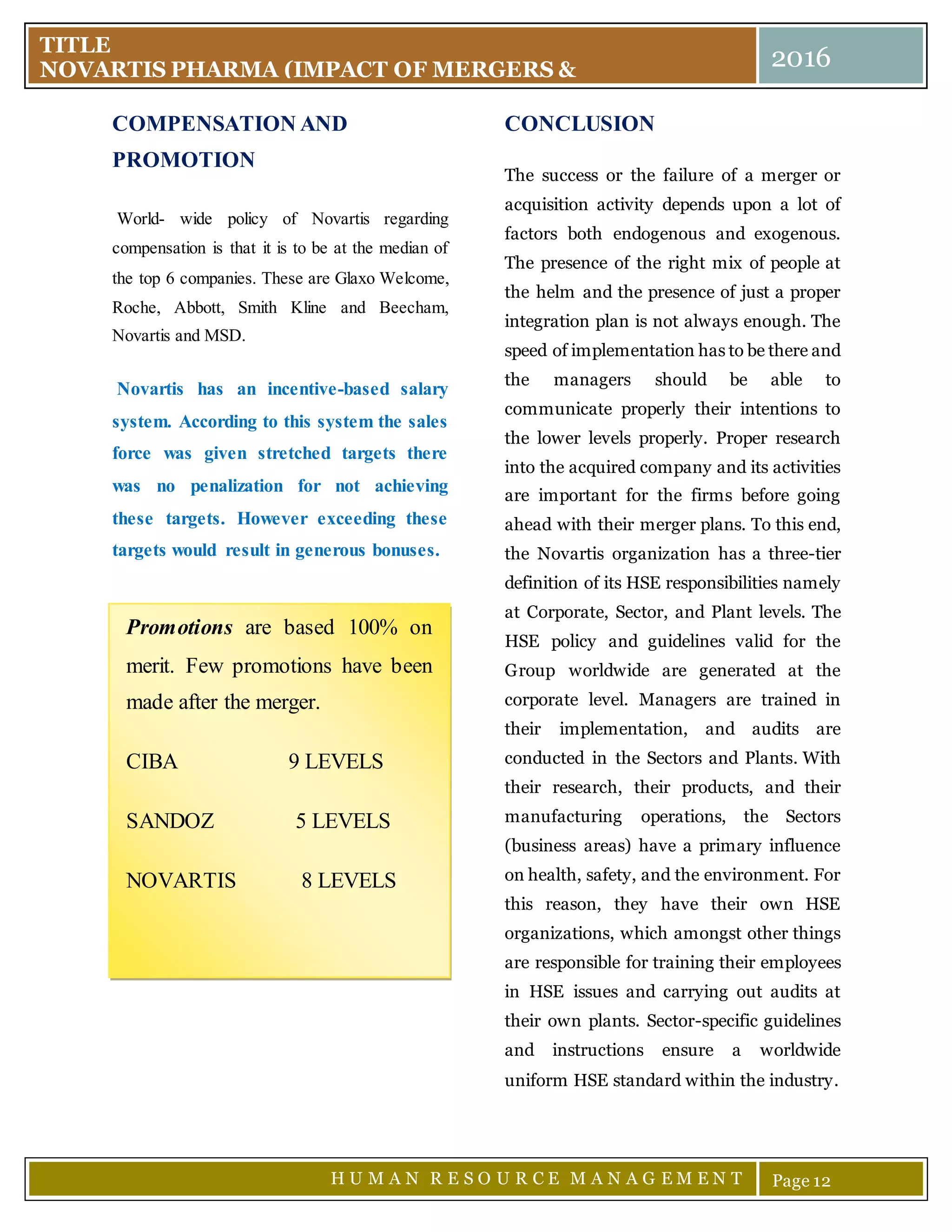 NOVARTIS PHARMA (IMPACT OF MERGERS & ACQUISITIONS) | DOCX