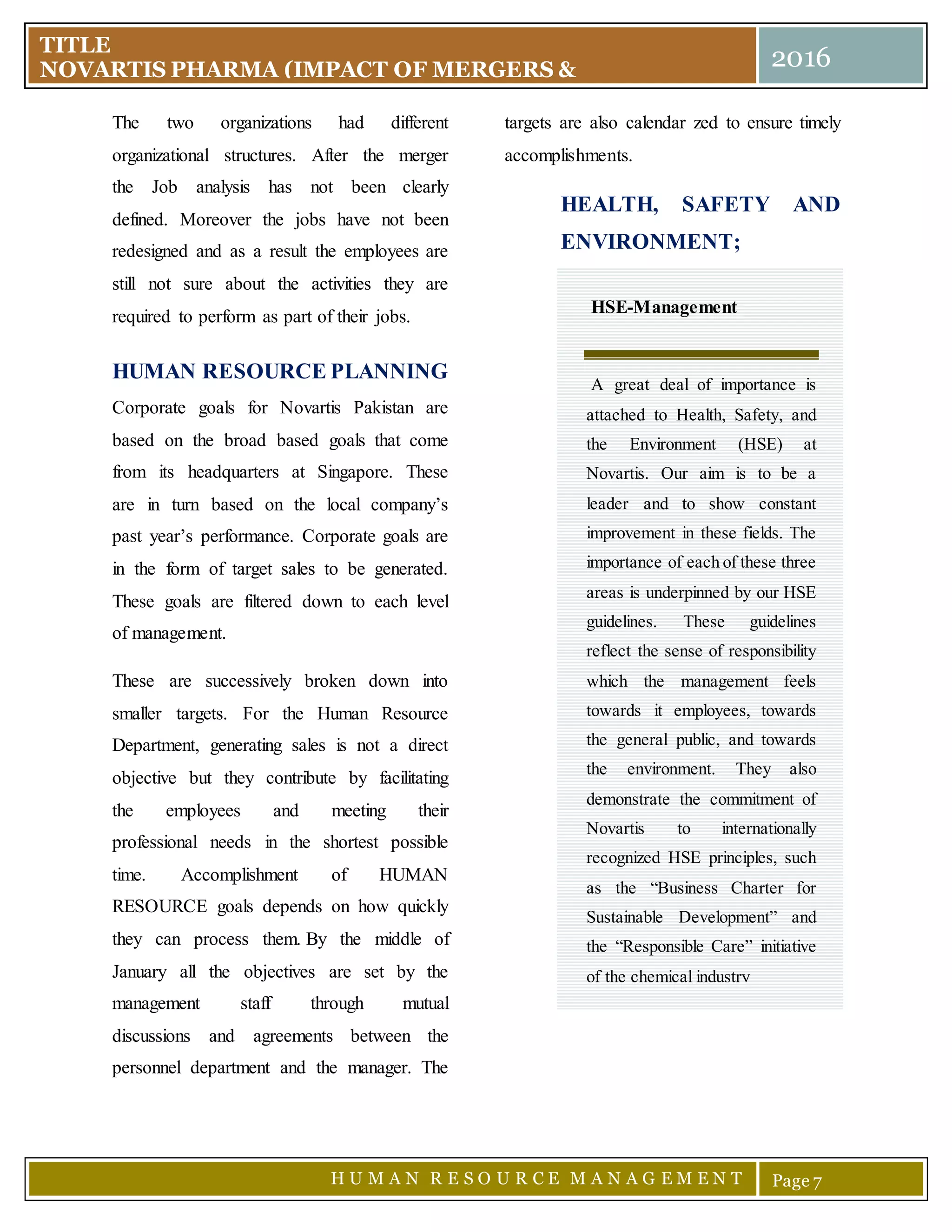 NOVARTIS PHARMA (IMPACT OF MERGERS & ACQUISITIONS) | DOCX