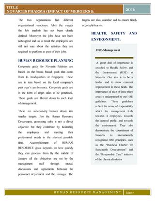 NOVARTIS PHARMA (IMPACT OF MERGERS & ACQUISITIONS) | DOCX